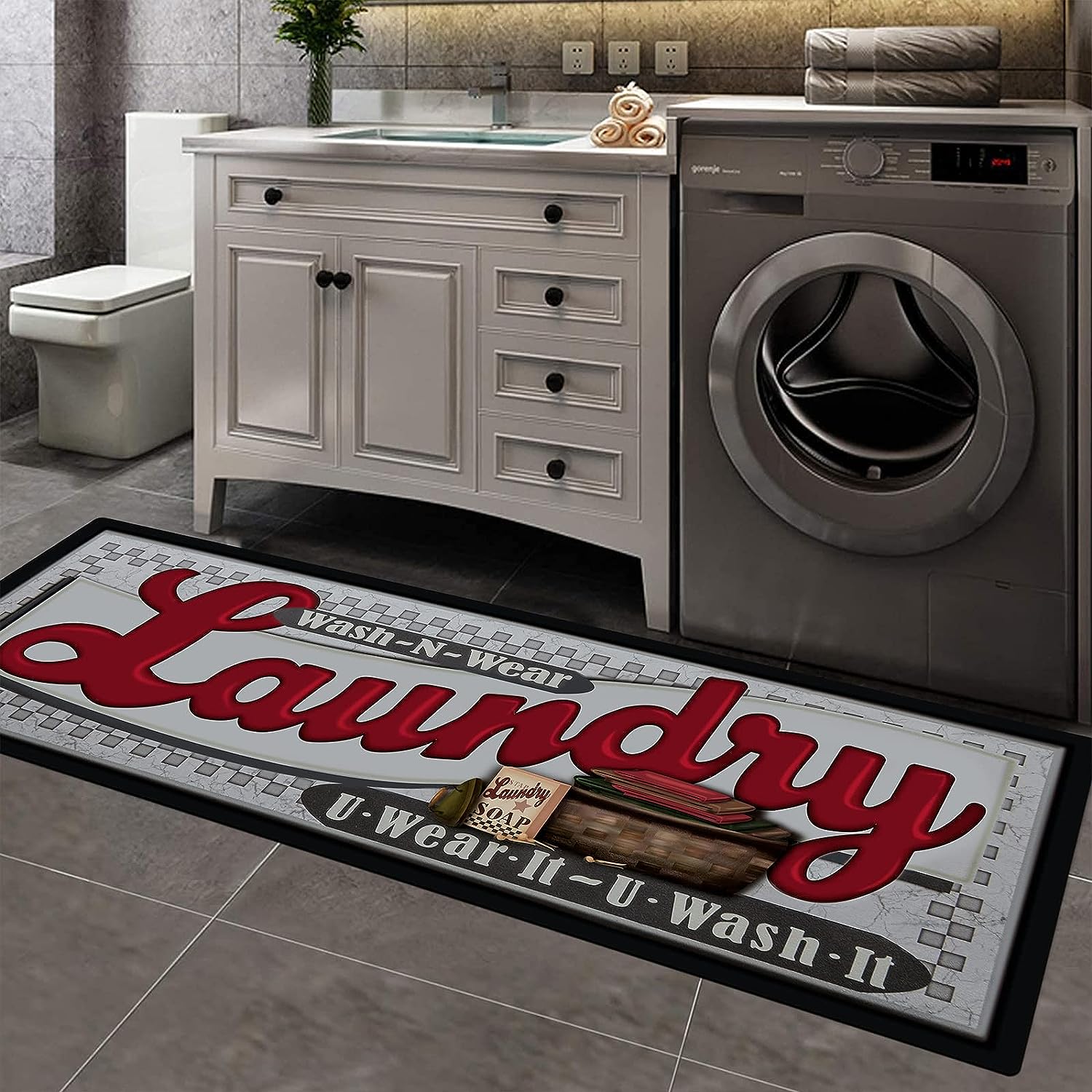 Vintage Laundry Room Floor Mat
