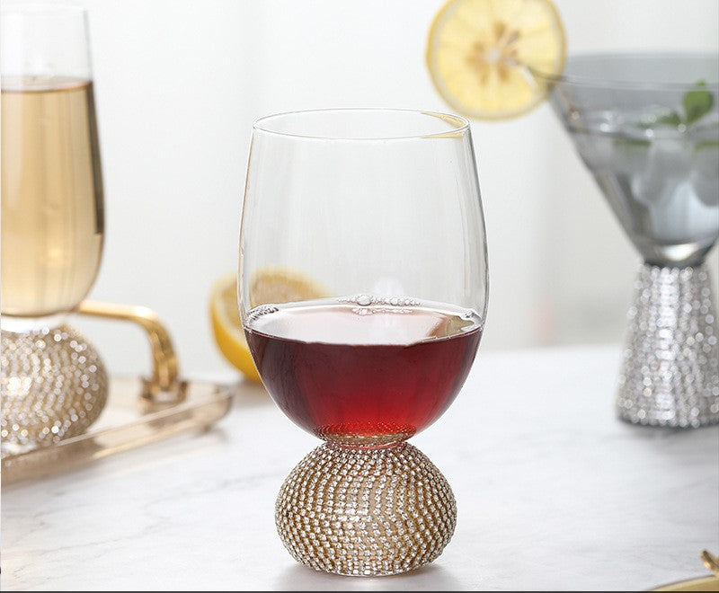 Light luxury diamond-encrusted crystal glass